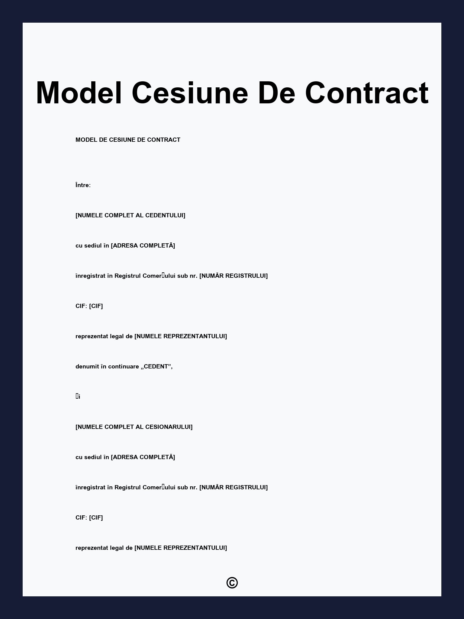 Model Cesiune De Contract