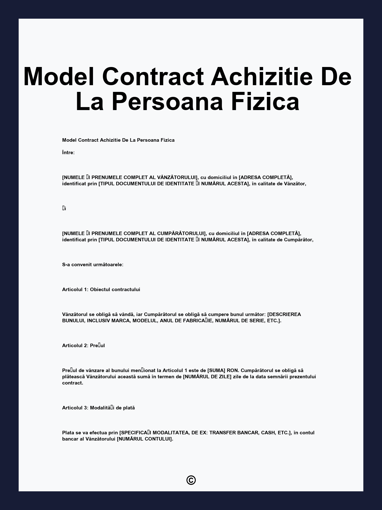 Model Contract Achizitie De La Persoana Fizica