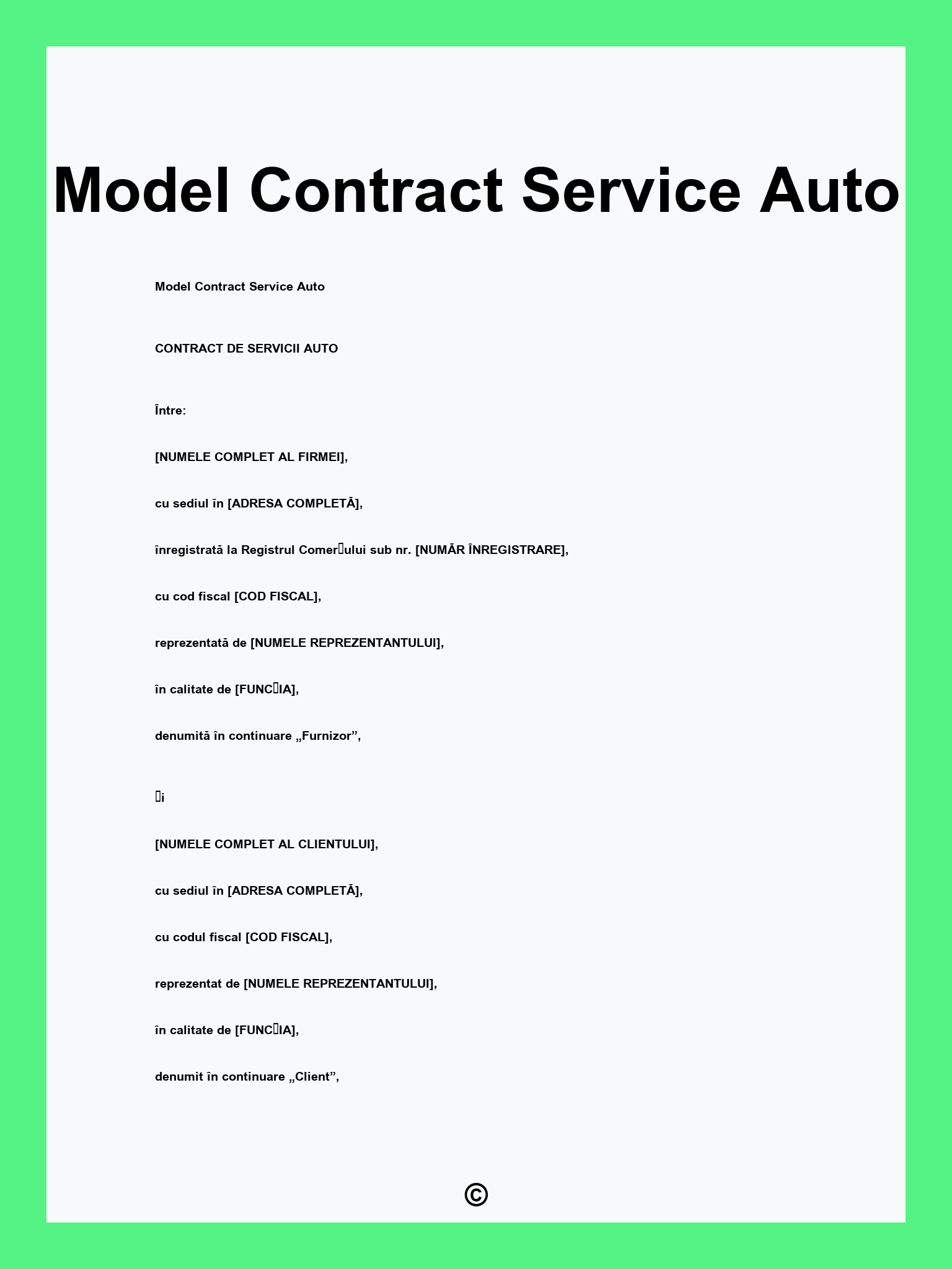 Model Contract Service Auto